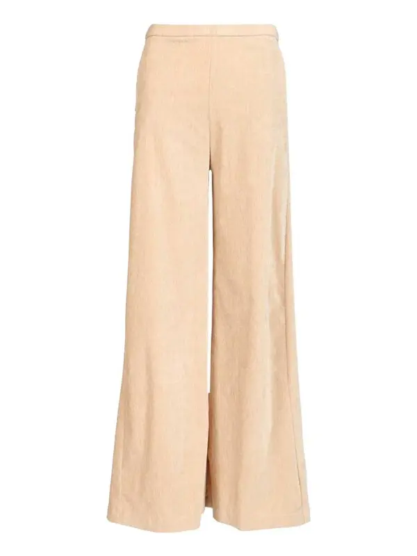 FORTE_FORTE High-waisted Velvet Wide Leg Pants - Beige