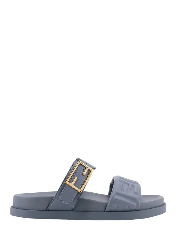 Fendi Ff Embossed Double Strap Sandals - Blue