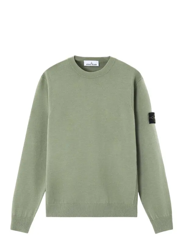 Stone Island Crewneck Jumper With Reverse Stitch Detail - Sage Green