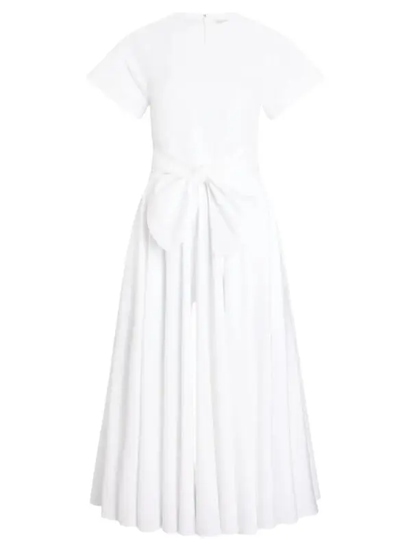 PATOU Draped Waist Midi Dress With Knotted Detail - White