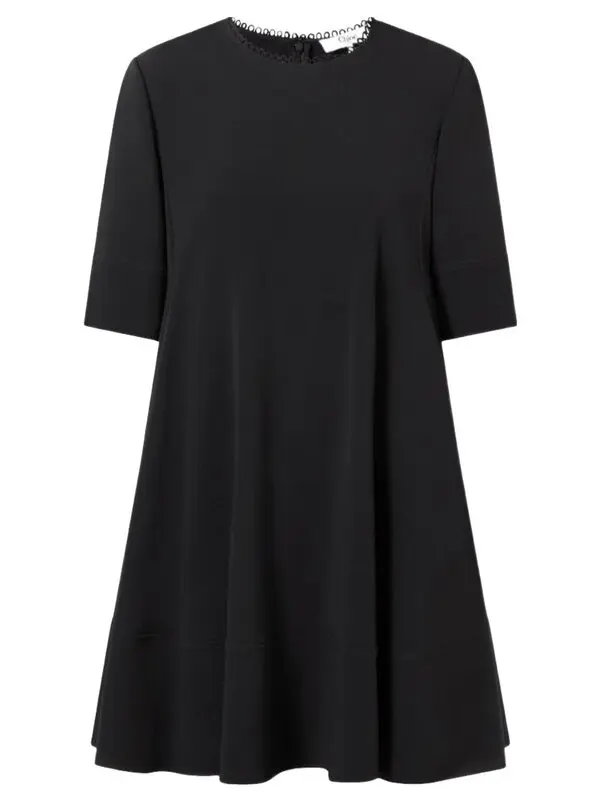 Chloé Short Sleeve Crewneck Dress - Black