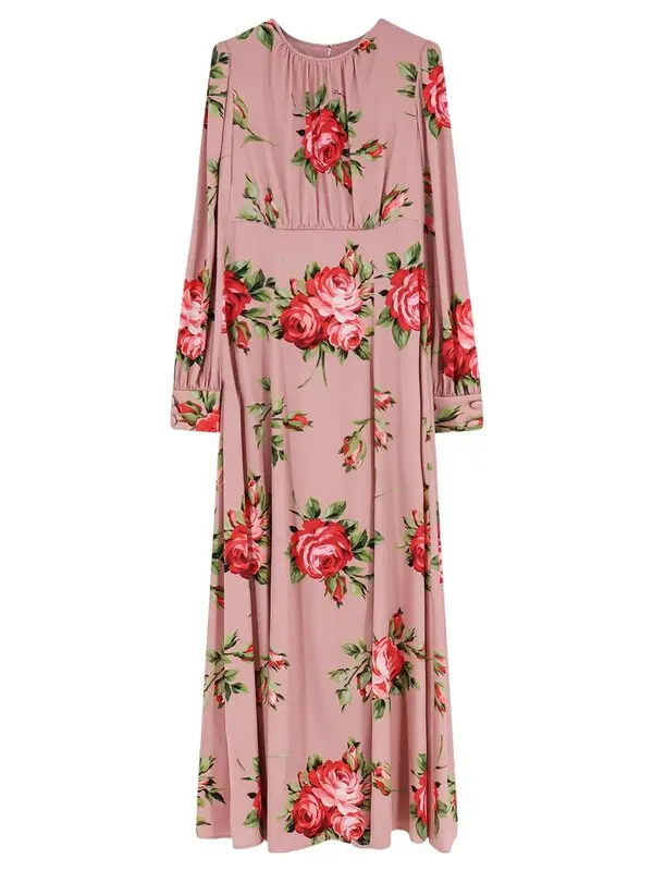 Dolce & Gabbana Floral Print Midi Dress - Pink