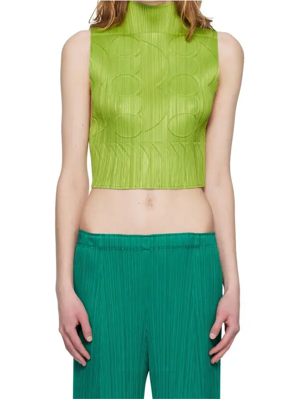 PLEATS PLEASE BY ISSEY MIYAKE Sleeveless Cropped Top - Green