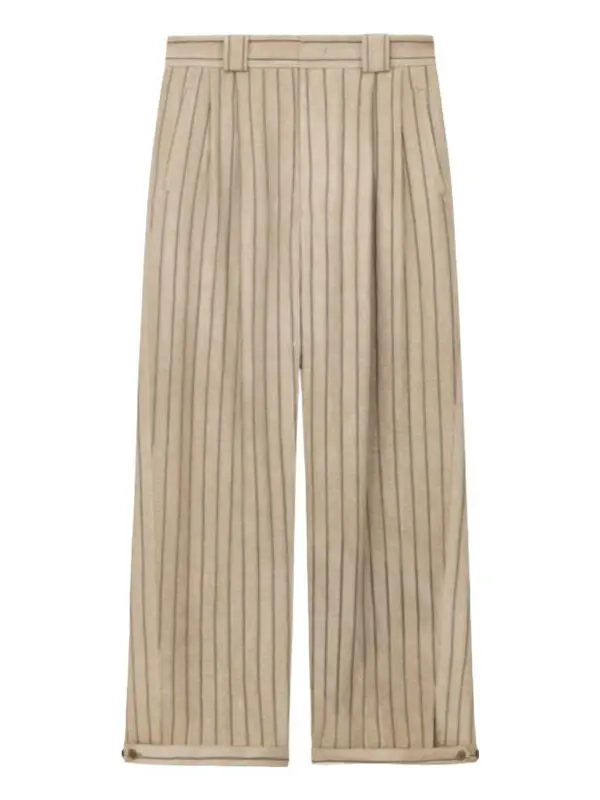 Emporio Armani Pinstriped Wide-leg Trousers - Light Brown