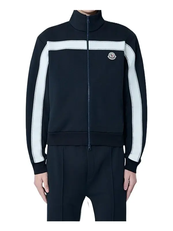 Moncler Contrast Stripe Zip Sweatshirt - Black