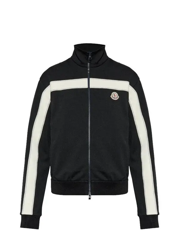 Moncler Contrast Stripe Zip Sweatshirt - Black