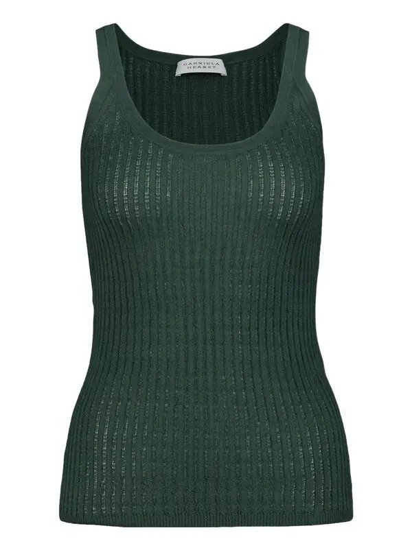Gabriela Hearst Nevin Pointelle Ribbed Tank Top - British Green