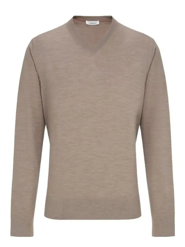 FERRAGAMO V-neck Knitted Jumper - Sand