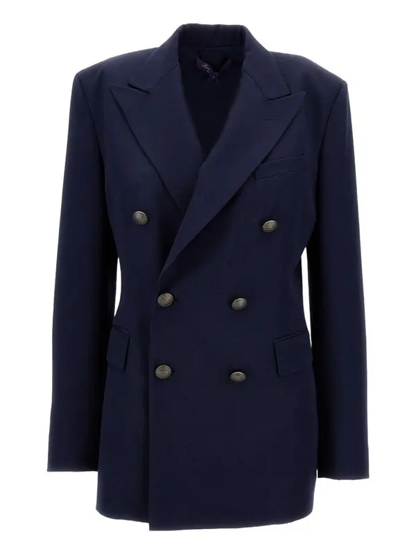 Ralph Lauren Ramona Double-breasted Wool Blazer - Black