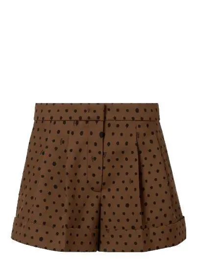 Fendi Falena Dots Printed Flared Shorts - Brown