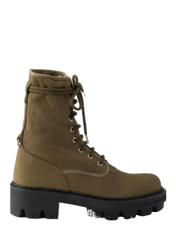 Prada High-top Lace-up Combat Boots - Military Green