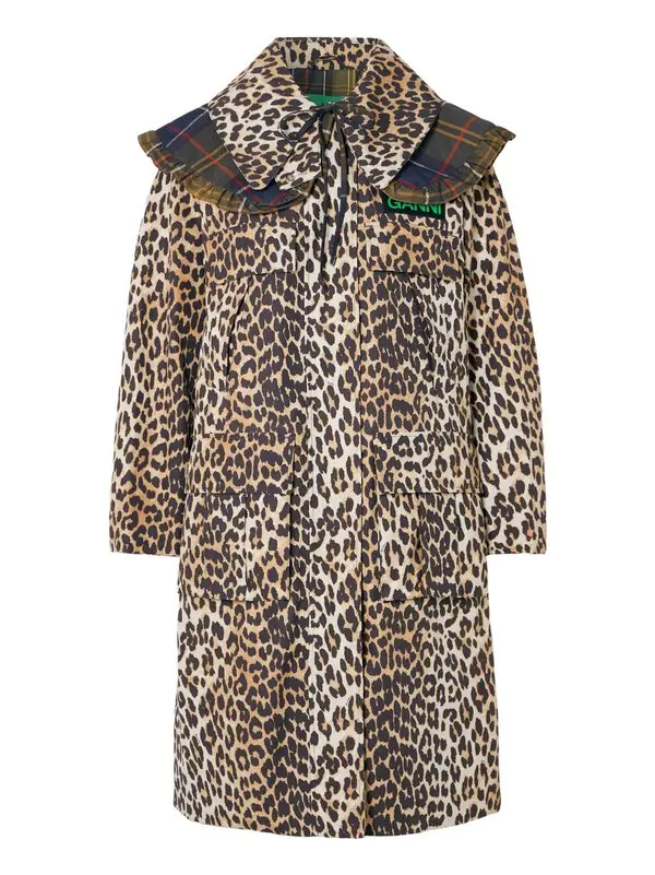 Barbour X Ganni Leopard Print Hooded Parka - Nude
