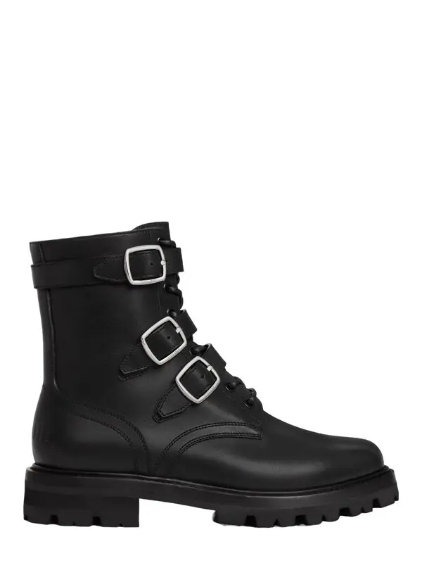 Celine Maggie" Buckle Zipped Boot In Shiny Bull - Black