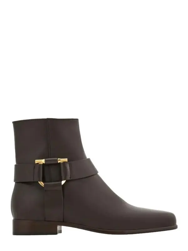 FERRAGAMO Gancini Ornament Ankle Boots - Testa Di Moro