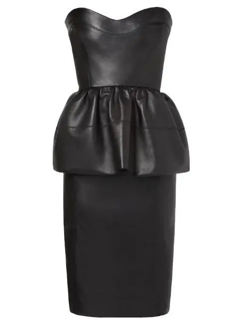 Fendi Strapless Peplum Midi Dress - Black