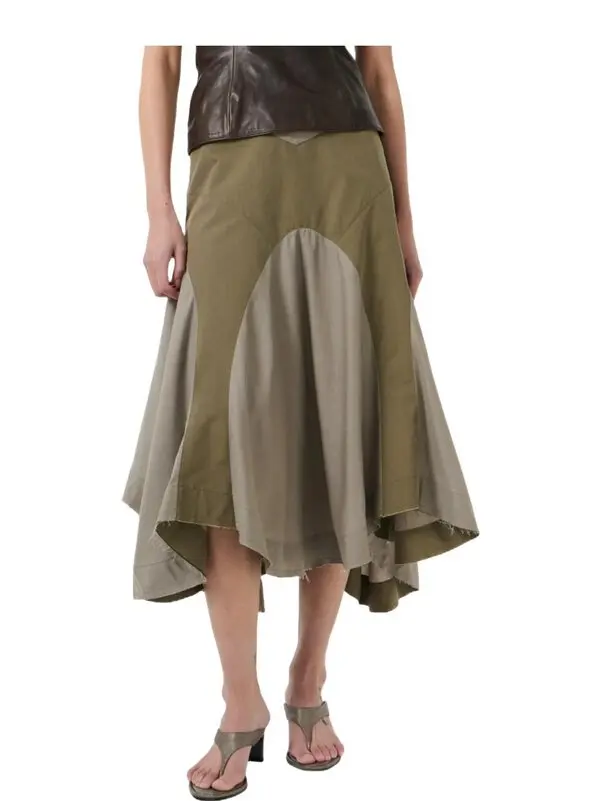 Our Legacy Asymmetrical Color Block Skirt - Dry Thyme