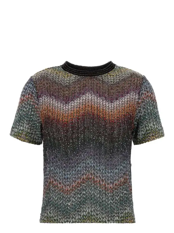 Missoni Chevron Embellished Crewneck T-shirt - Black