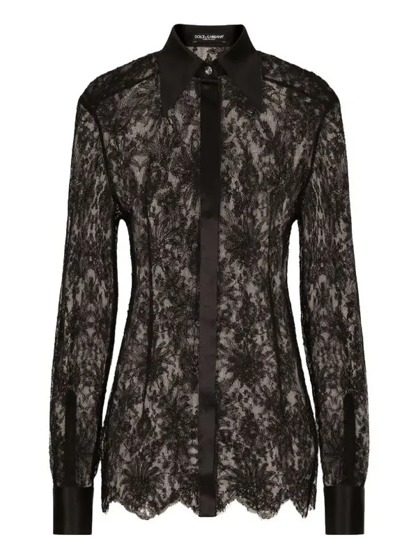 Dolce & Gabbana Lace Detailed Shirt - Black