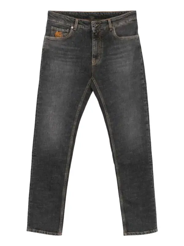 Etro Logo Embroidered Jeans - Grey