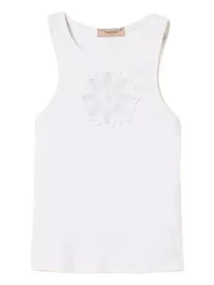 TWINSET Floral Embroidered Tank Top - White