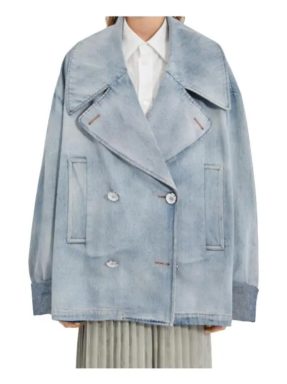 MAISON MARGIELA Denim Double-breasted Jacket - Light Blue