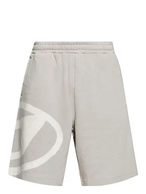 DIESEL® Crow Logo Print Drawstring Shorts - White
