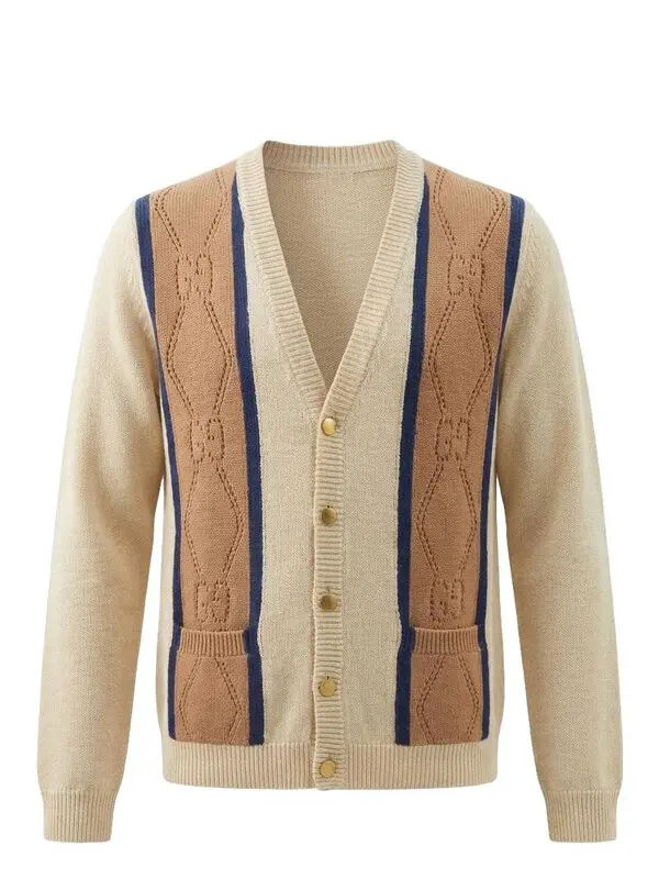 Gucci Striped V-neck Cardigan - Nude