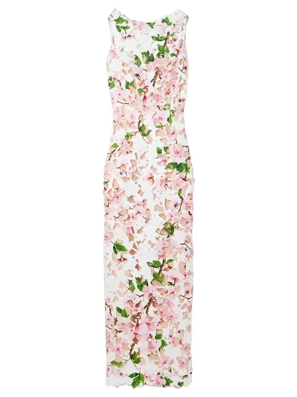 Oscar De La Renta Floral-print Guipure Lace Gown - White