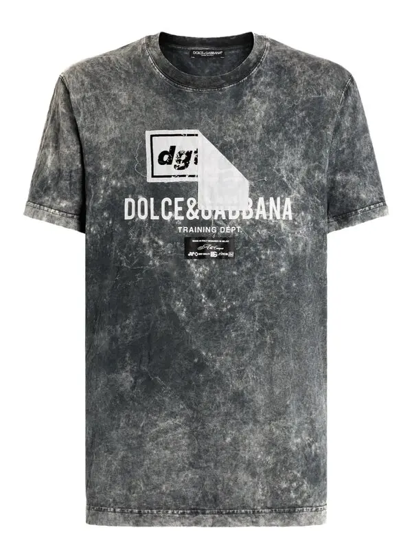 Dolce & Gabbana Dolce Gabbana Marble-effect Crewneck T-shirt - Gray