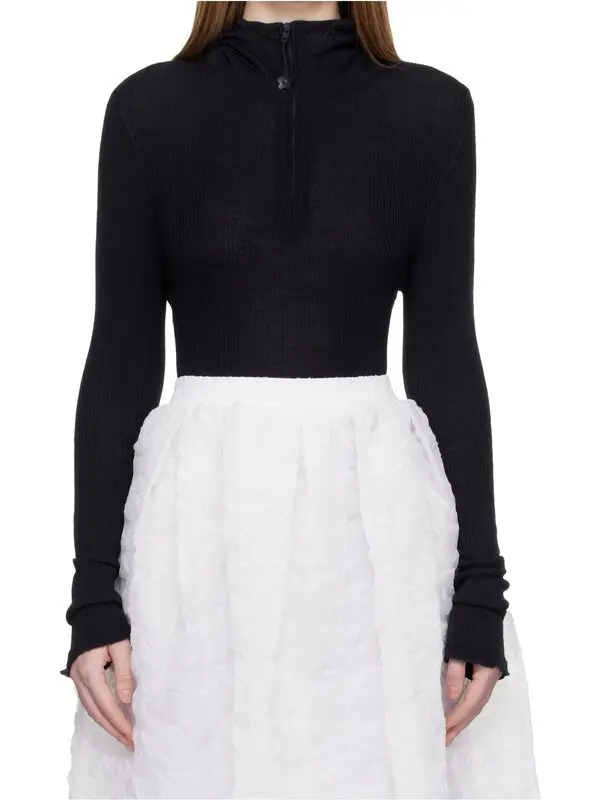 Cecilie Bahnsen Hooded Half-zip Sweater - Navy Blue