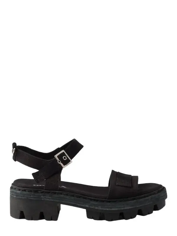 Prada Buckle Strap Platform Heeled Sandals - Black