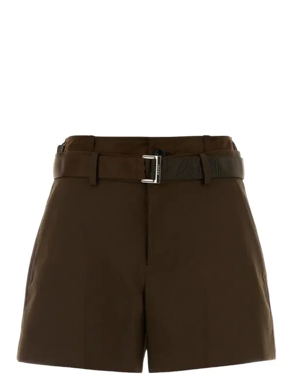 Sacai Belted Tailored Shorts - Olive Green