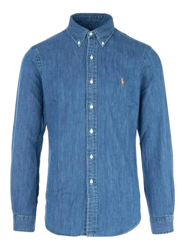 Ralph Lauren Polo Logo Embroidered Denim Shirt - No