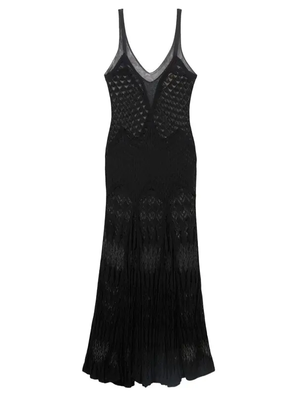 Blumarine Patterned V-neck Maxi Dress - Black