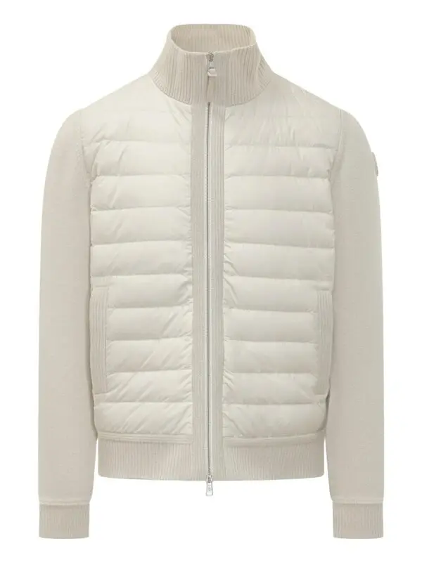 Moncler Long-sleeved Down Cardigan - White