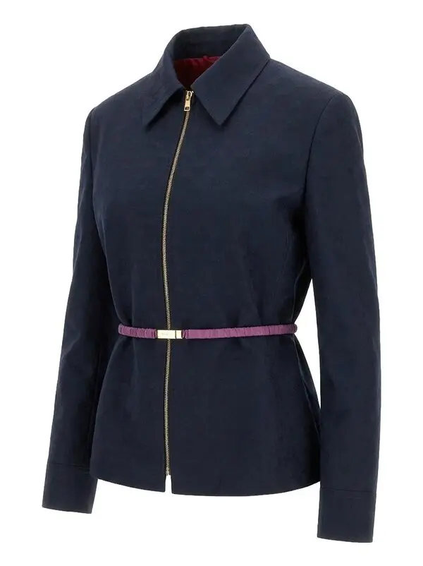Gucci Long-sleeved Zip-up Jacket With Waist Tie - Black