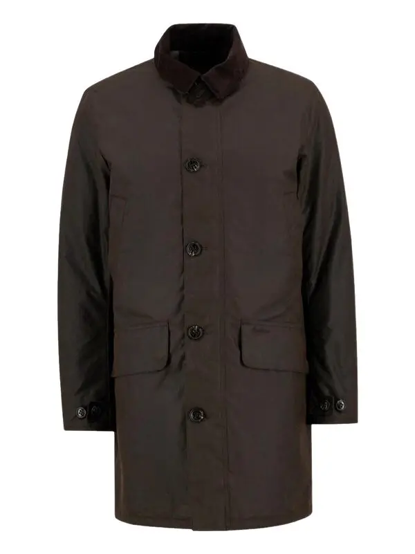 Barbour Cotton Buttoned Coat With Flap Pockets - Black