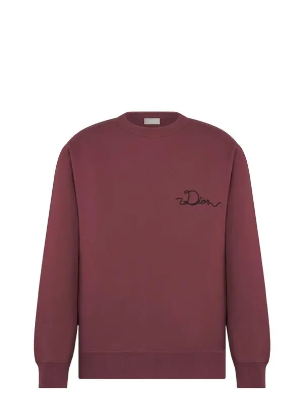 Dior Embroidered Crewneck Sweatshirt - Wine Red