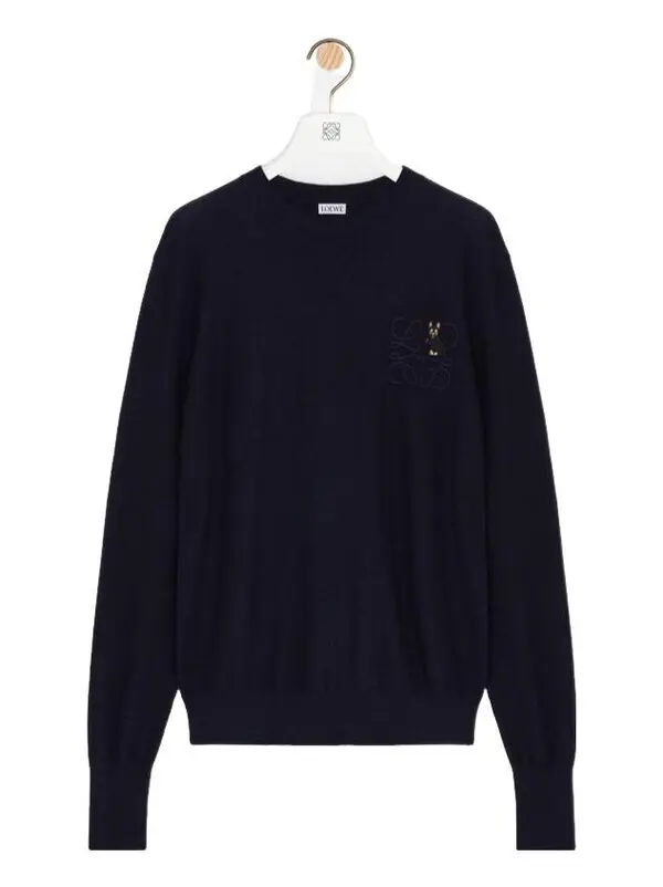 Loewe X Louis Wain Anagram Embroidered Knitted Jumper - Deep Navy Blue