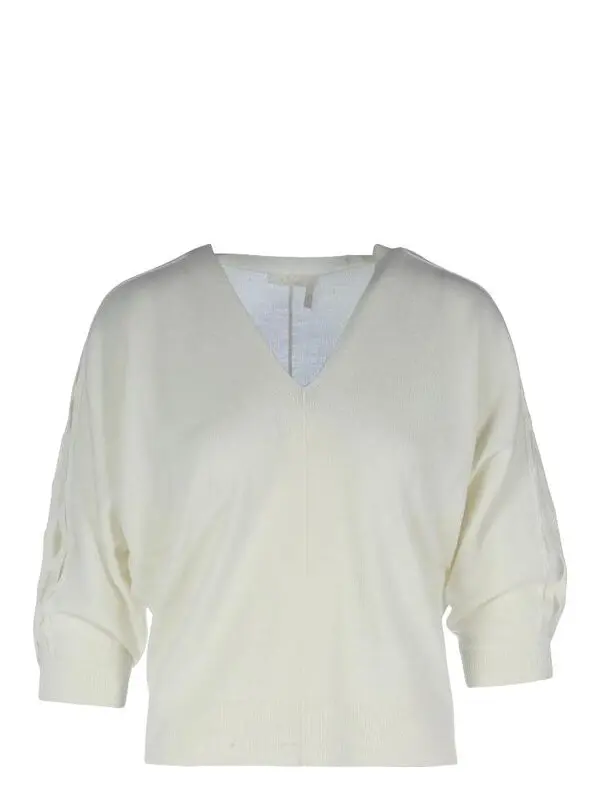 Chloé Knitted Pullover With V-neck And Straight Hem - White