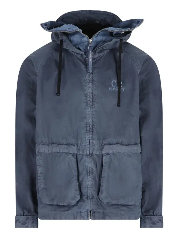 C.P. COMPANY Explorer Hooded Jacket With Embroidered Logo - Blue