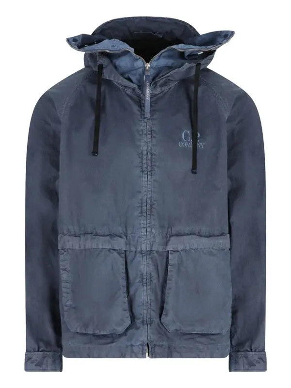 C.P. COMPANY Explorer Hooded Jacket With Embroidered Logo - Blue