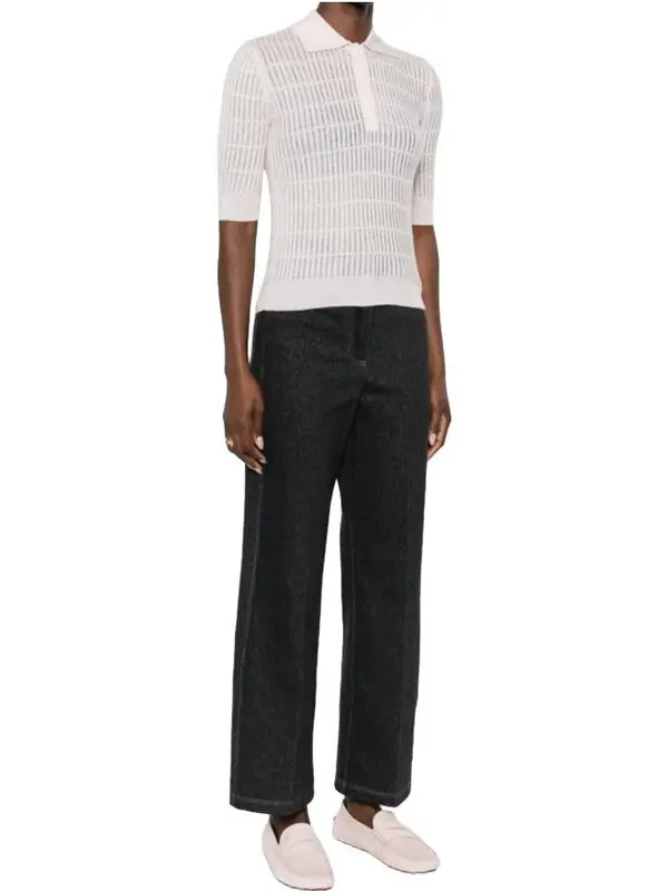Max Mara Short-sleeved Collared Knitwear - Black