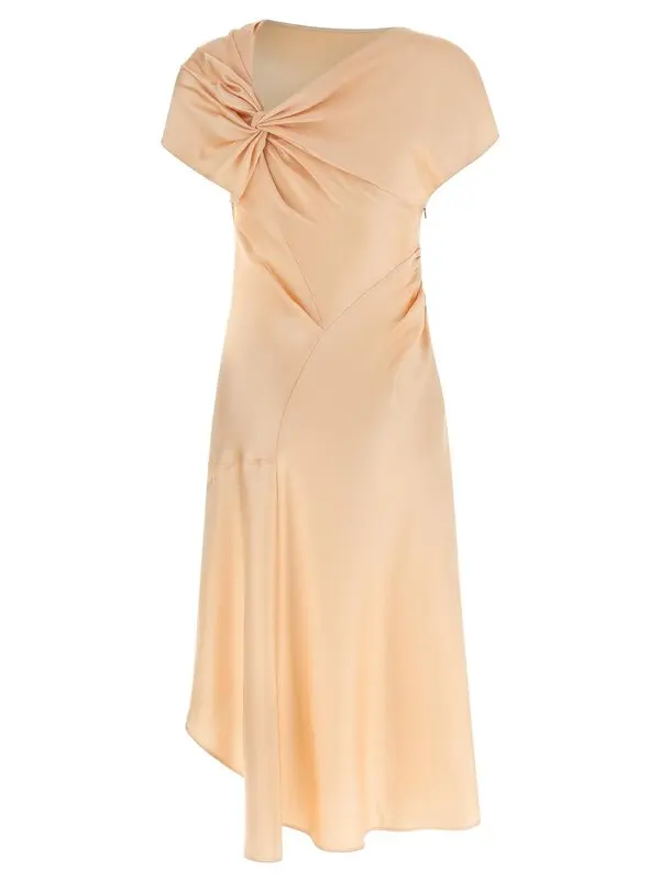 Victoria Beckham Asymmetric Twist Midi Dress - Nude
