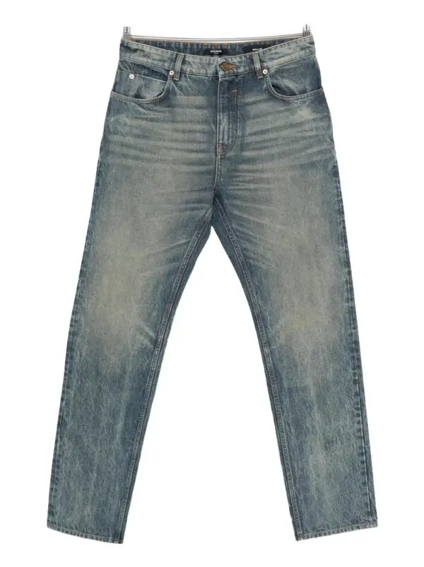 Balmain Logo Patch Jeans - Gray