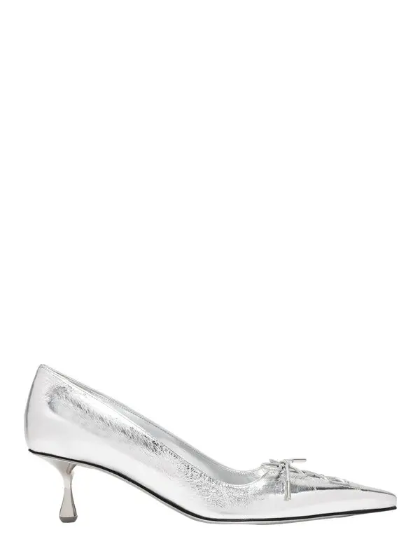 JIMMY CHOO Pointed Toe Lace Up High Heels - Silver