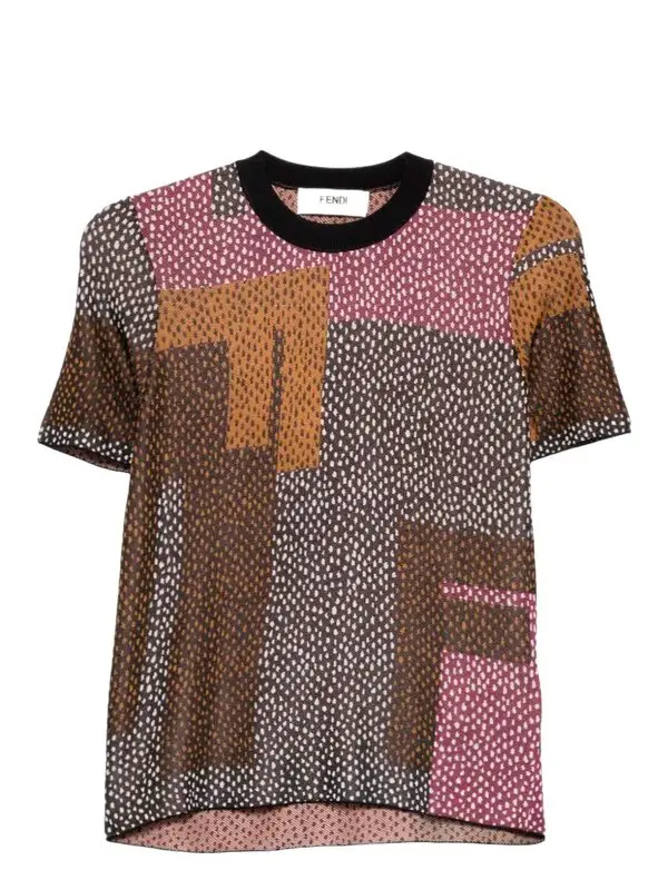 Fendi Geometric Print T-shirt - Brown