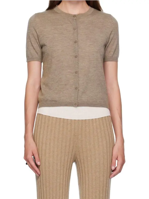 LISA YANG Knit Cashmere Cardigan - Taupe