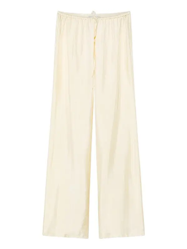 FORTE_FORTE Mid-waisted Drawstring Wide-leg Trousers - Cream