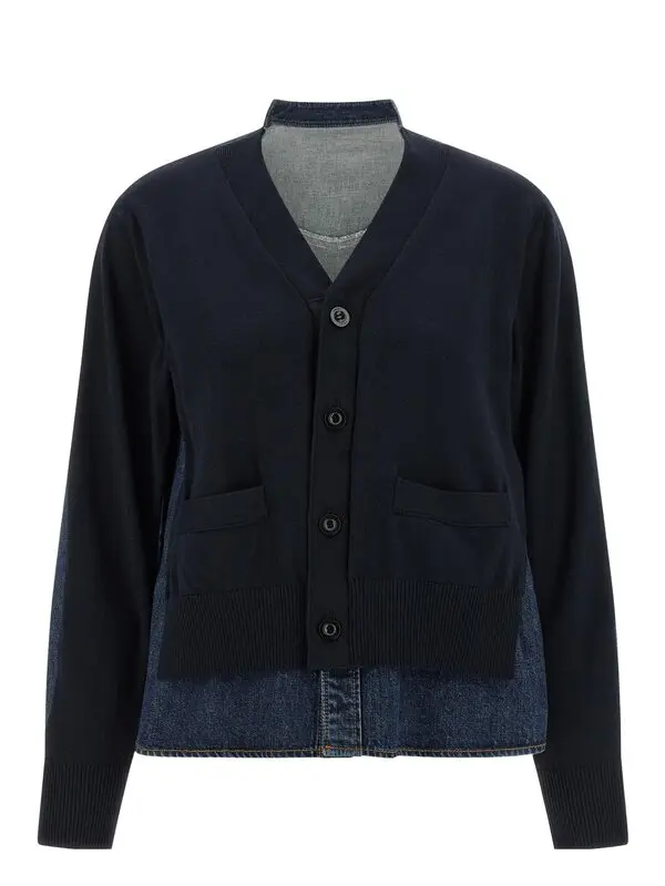 Sacai Denim Knit Cardigan - Blue